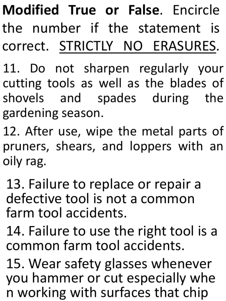 Modified True or False | PDF | Hammer | Tools