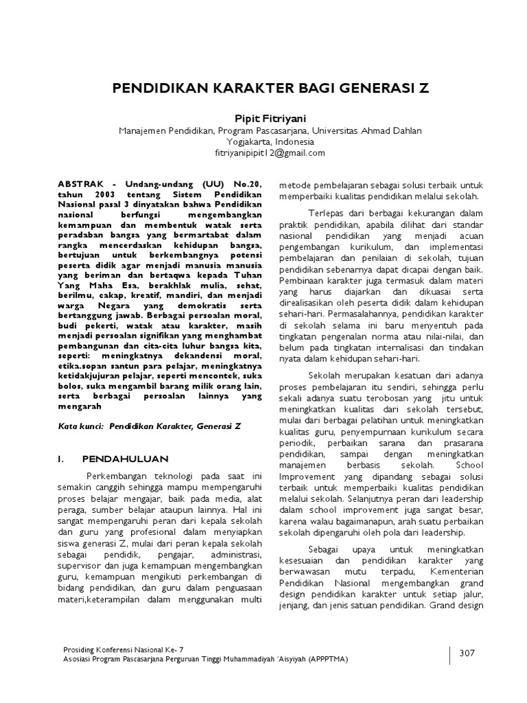 Pendidikan Karakter untuk Generasi Z | PDF