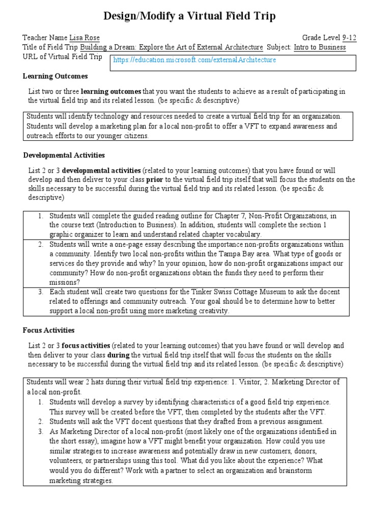 Virtual Field Trip LR | PDF | Museum | Nonprofit Organization