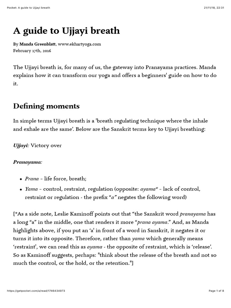 Ujjayi Breath: A Beginner's Guide | PDF | Breathing | Ashtanga Vinyasa Yoga