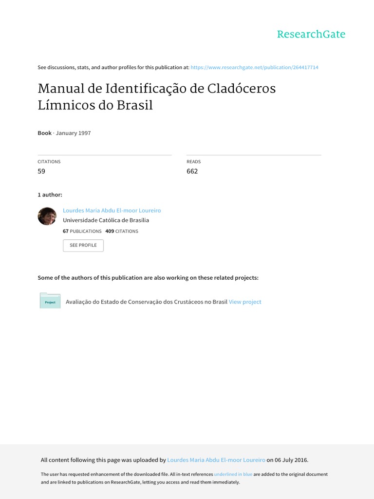 Guia de Cladóceros do Brasil | PDF | Oxigênio | Espécies