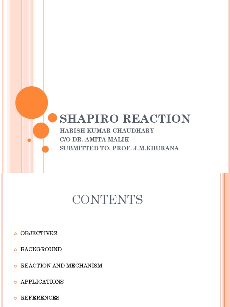 Shapiro Reaction Mechanism and Applications | PDF | Organic Reactions ...