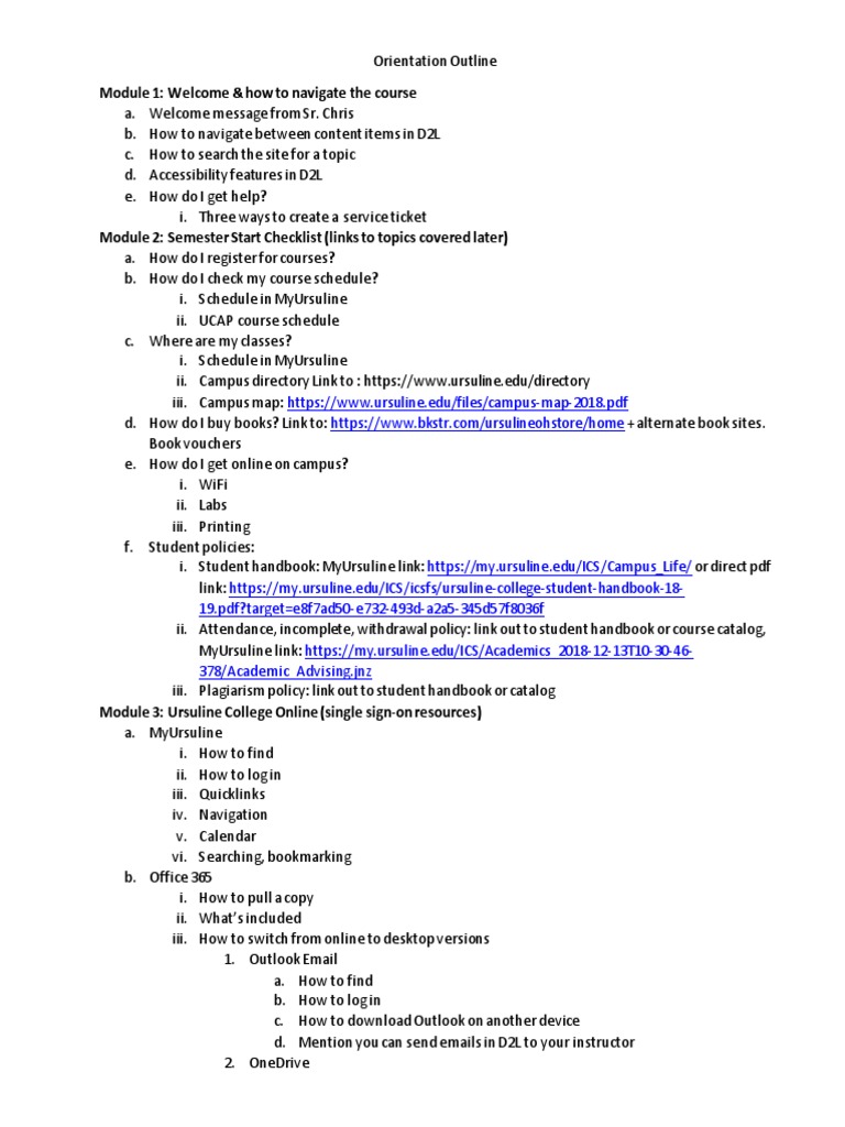 Student Orientation Outline | PDF | Online And Offline | Software