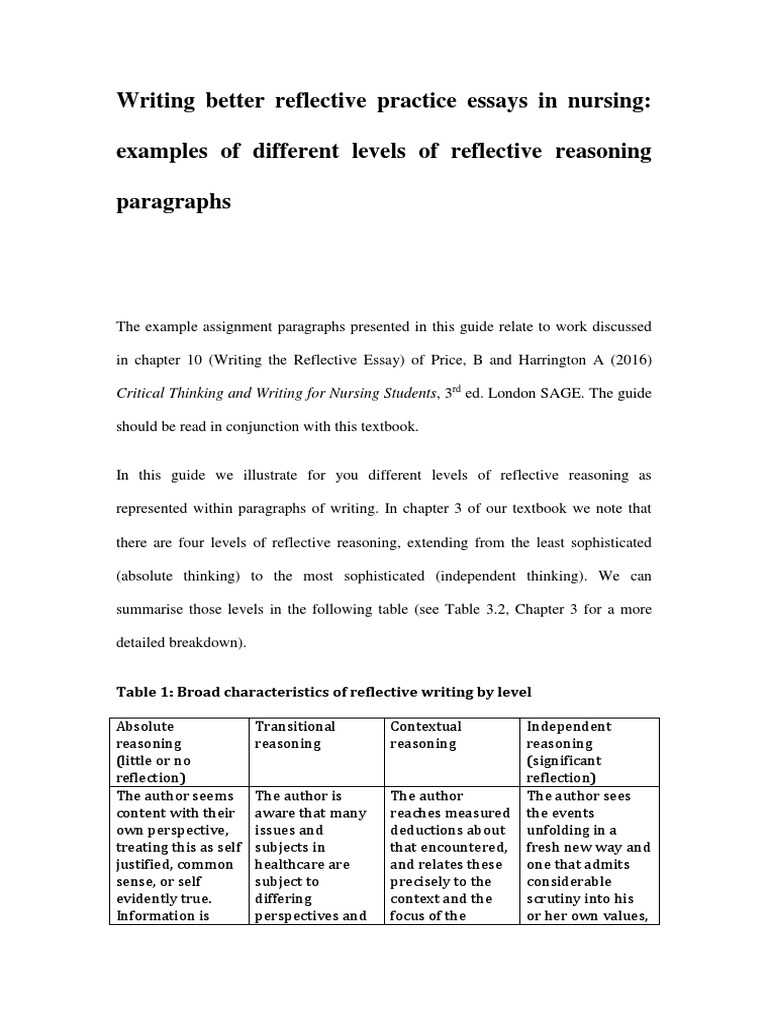 Writing Better Reflective Practice Essays in Nursing | Download Free ...
