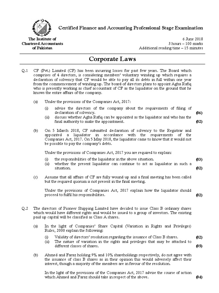 Cfap 2 Cls Summer 2018 | PDF | Liquidation | Stocks