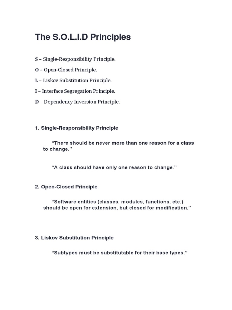 The SOLID Principles | PDF | Inheritance (Object Oriented Programming ...