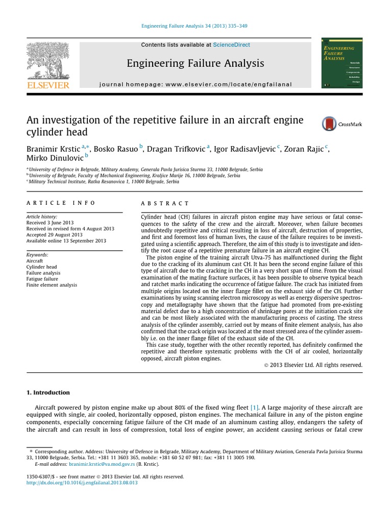An Investigation of The Repetitive Failure in An Aircraft Engine | PDF ...