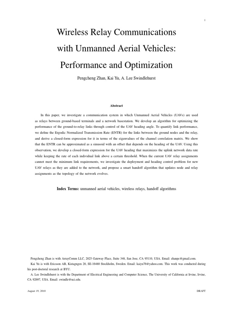 Wireless Relay Communications With Unmanned Aerial Vehicles ...