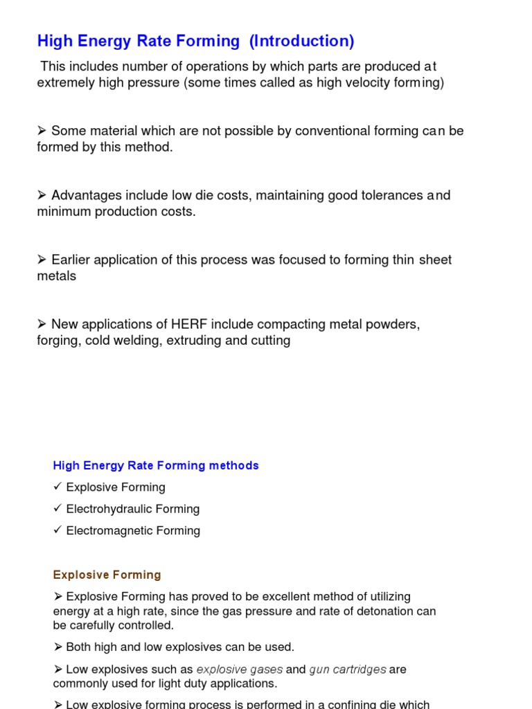 High Energy Rate Forming (Introduction) | PDF | Industrial Processes ...