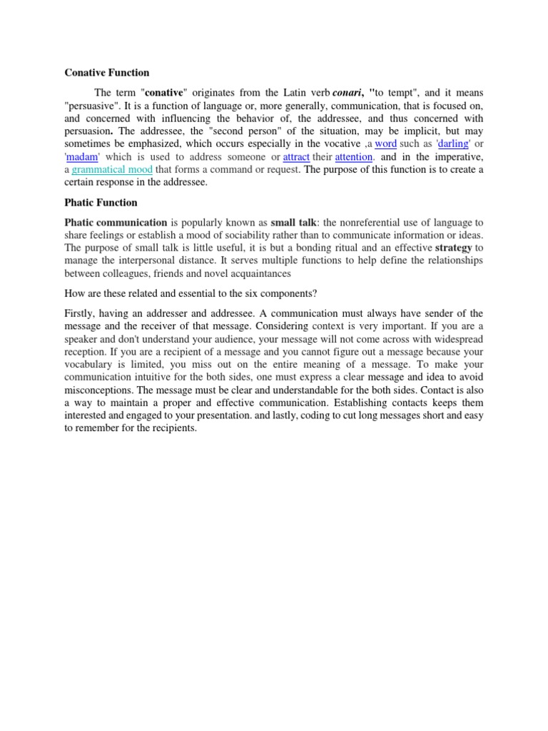 Word Darling Madam Attract Attention: Conative Function | PDF ...