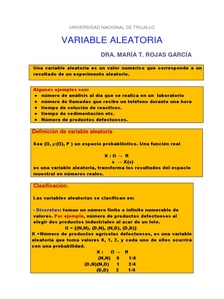 Variables Aleatorias y Distribuciones | PDF | Variable aleatoria ...