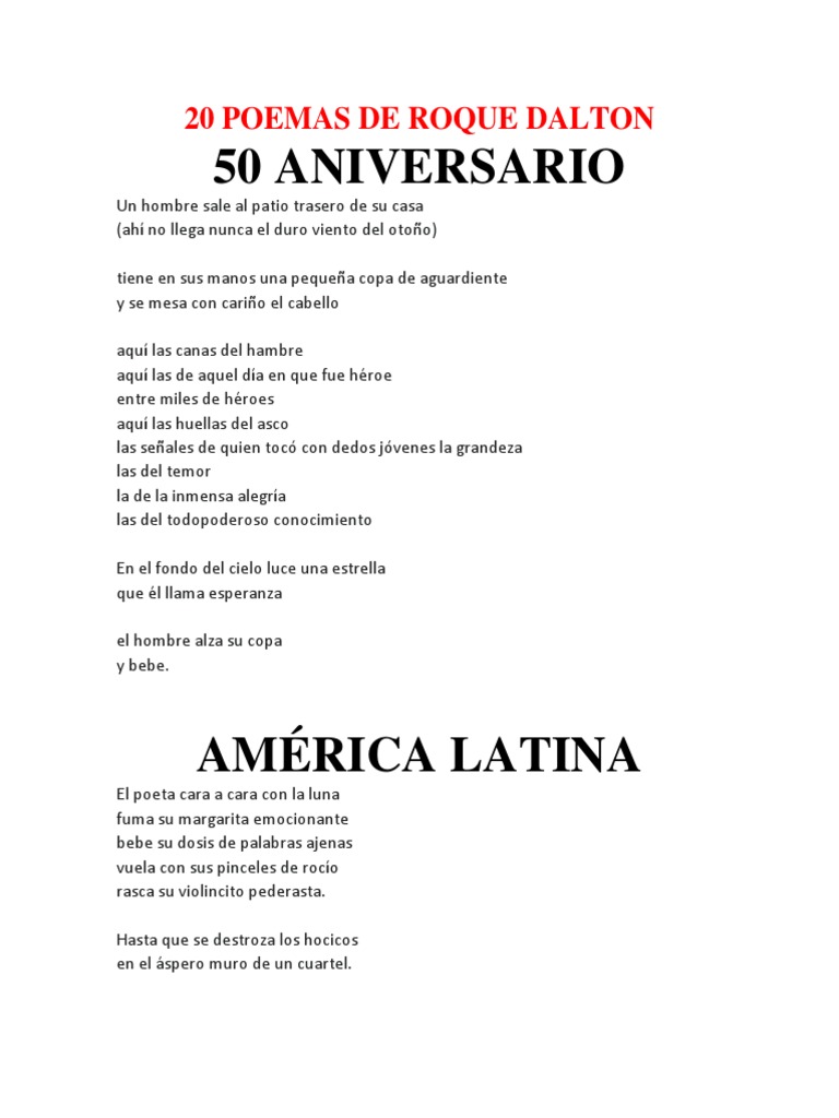 20 Poemas de Roque Dalton | PDF | Naturaleza