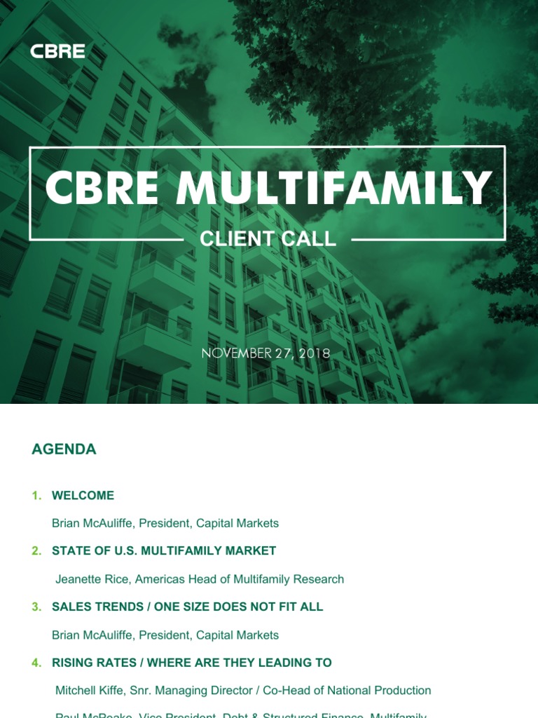 CBRE Multifamily Client Call - 112718 | PDF | Government Sponsored ...