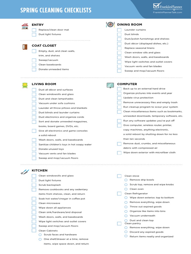 Spring cleaning checklists and tracker | PDF | Washing Machine ...