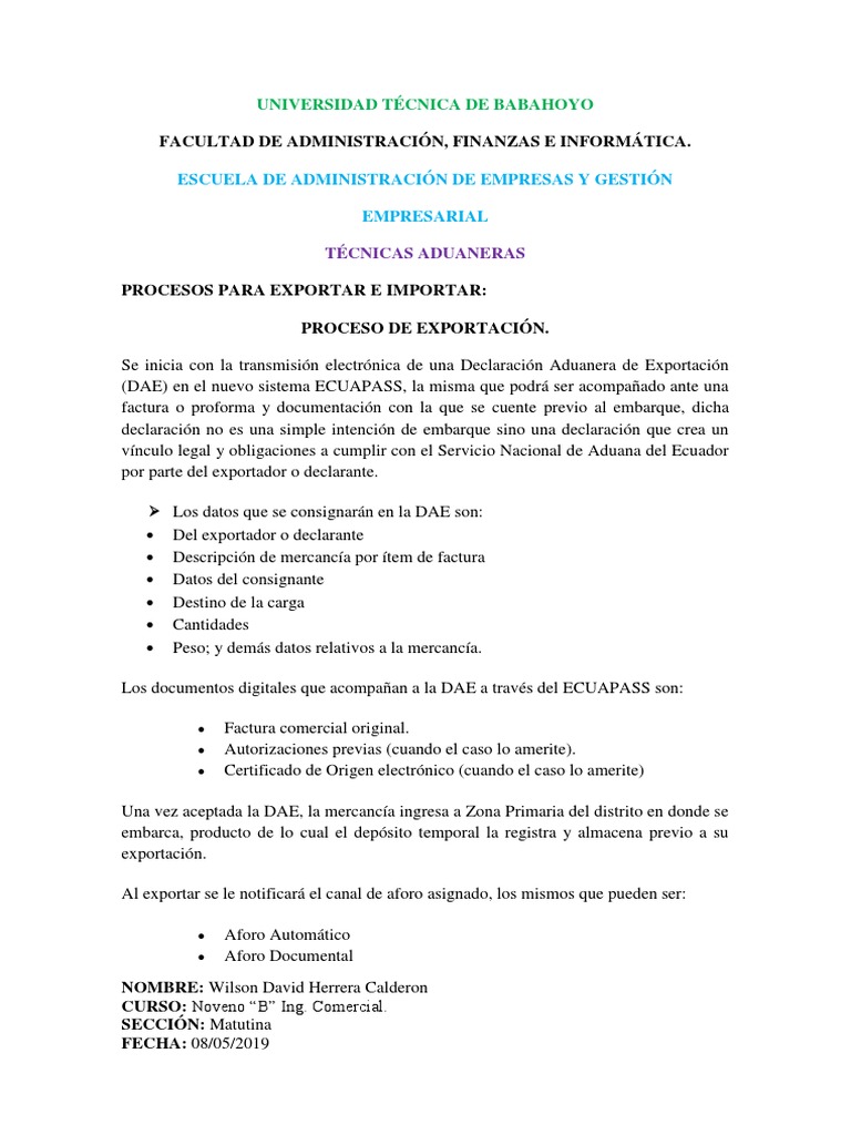 Procesos para Exportar e Importar | PDF | aduana | Arancel