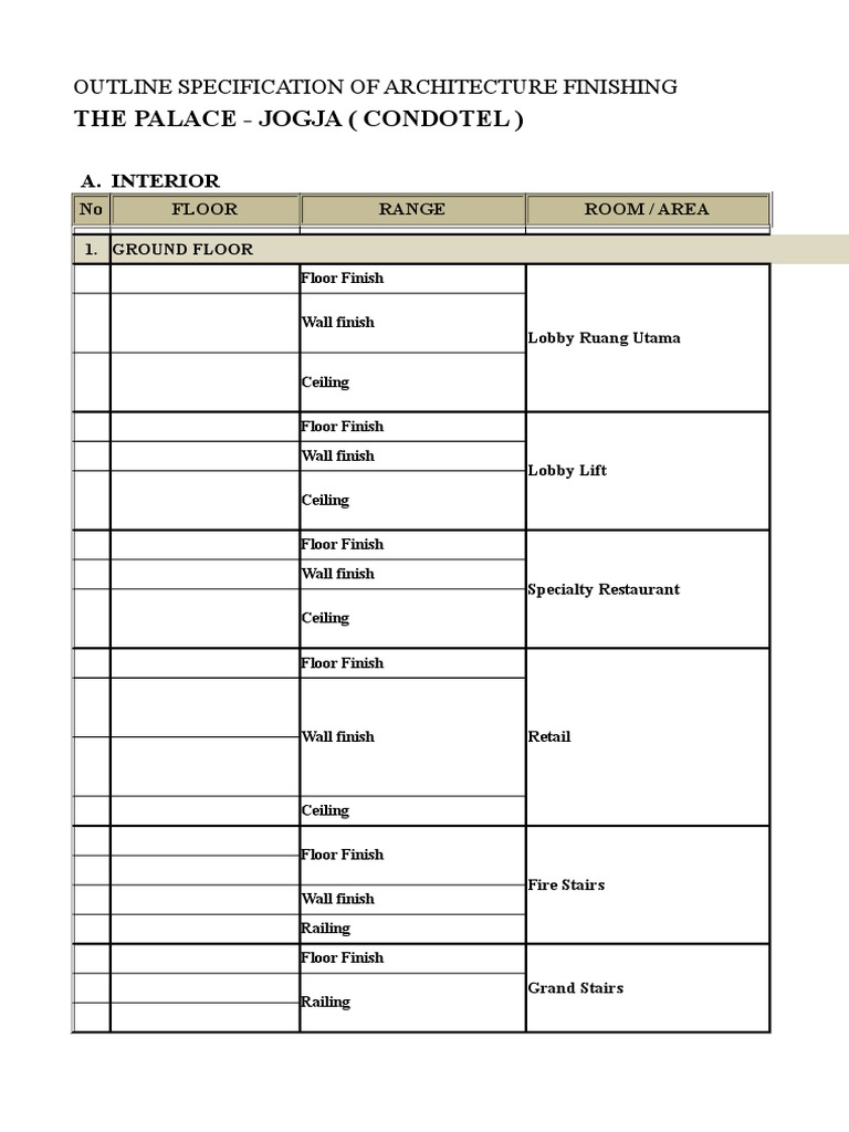 Ouline Specification | Download Free PDF | Ceiling | Building