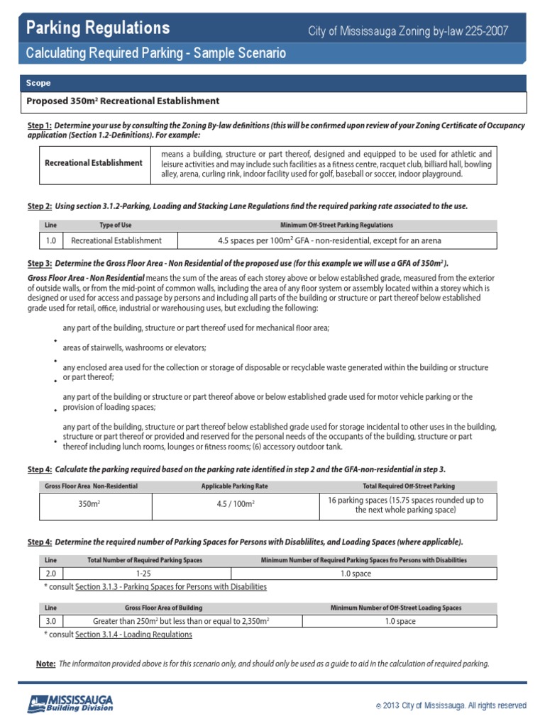 Calculating Required Parking - Sample Scenario: City of Mississauga ...