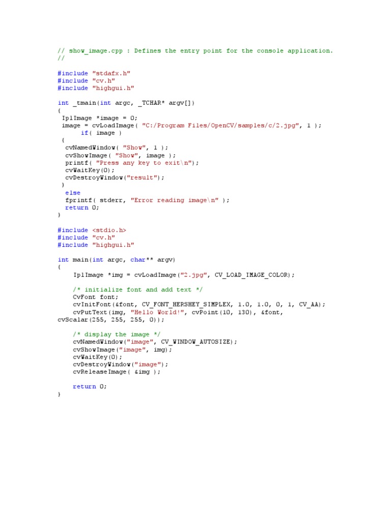 #Include #Include #Include Int Int: "Stdafx.h" "CV.H" "Highgui.h" | PDF