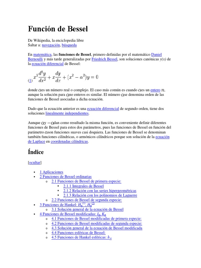 Funciones de Bessel y sus Aplicaciones | PDF | Relación de recurrencia ...