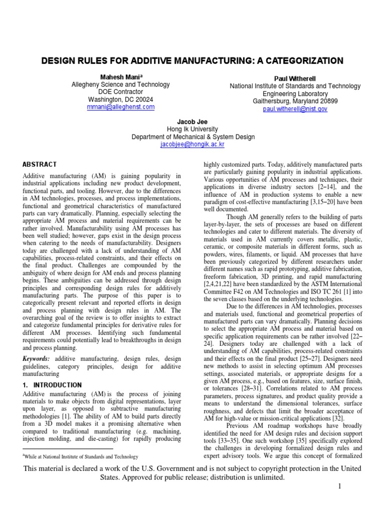 Design Rules For Additive Manufacturing | PDF | 3 D Printing | Design