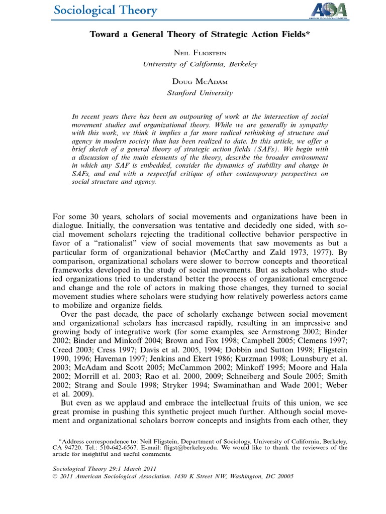 Toward A General Theory of Strategic Action Fields Fligstein McAdam ...