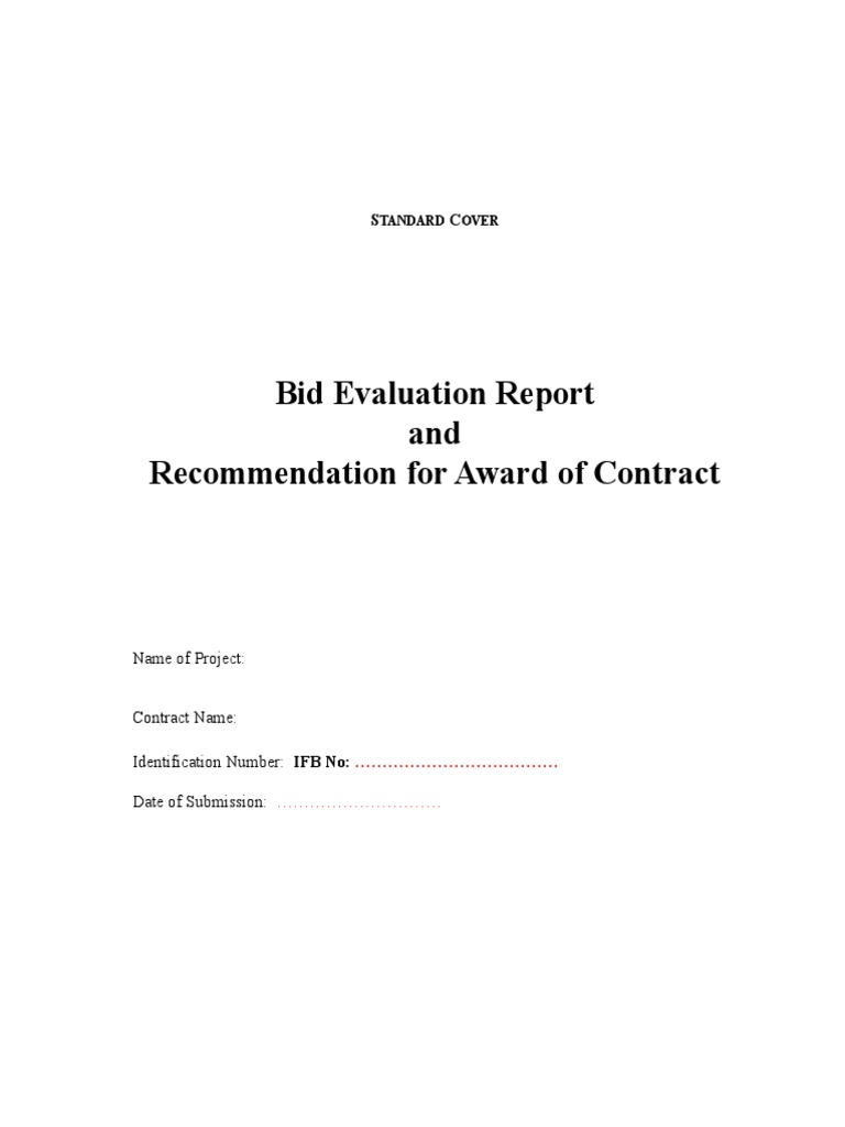 Bid Evaluation Report for Contract Award | PDF | Government | Business