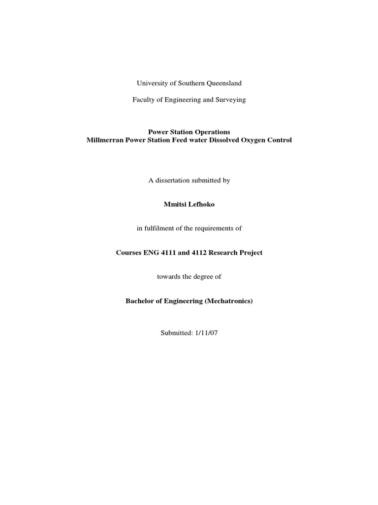 Power Station Operations Millmerran Power Station Feed Water Dissolved ...