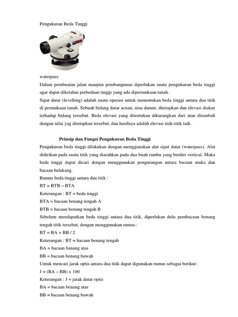 Pengukuran Beda Tinggi | PDF