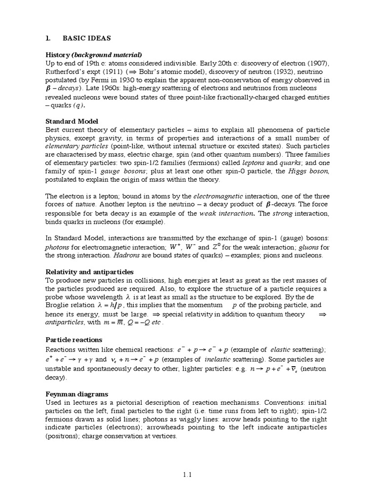 Basic Ideas History (Background Material) : Fi - Decays | PDF | Electronvolt | Elementary Particle
