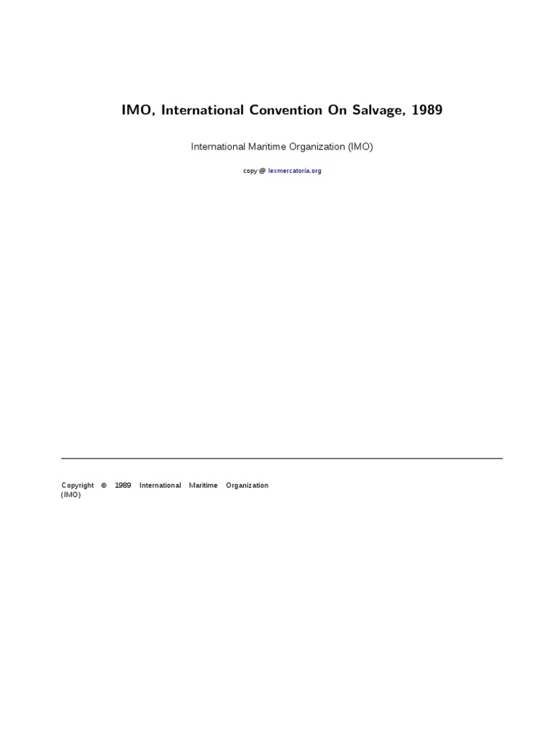 IMO, International Convention On Salvage, 1989 | PDF | Marine Salvage ...