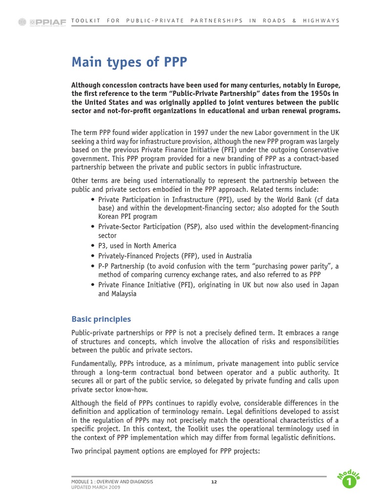 Main Types of PPP: Basic Principles | PDF | Public–Private Partnership ...