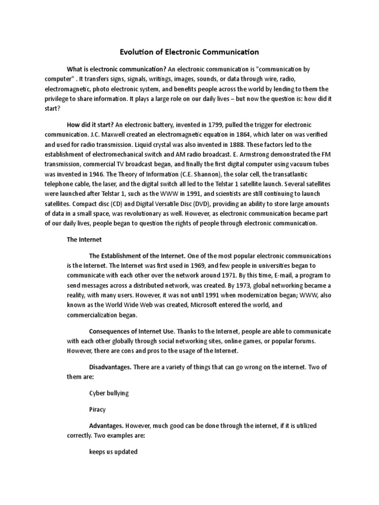 Evolution of Electronic Communication | PDF | Telegraphy | Radio