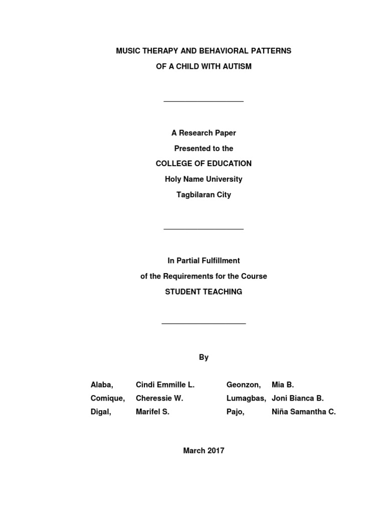 Sample Cover Preliminary Pages | PDF | Autism | Thesis