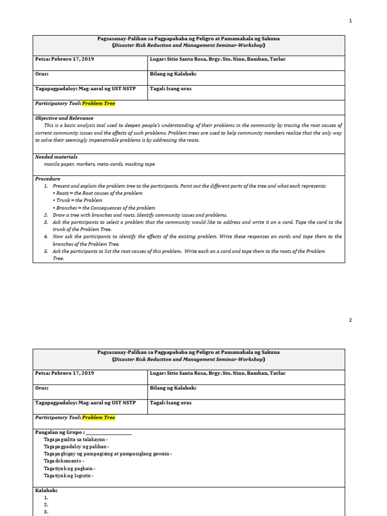 Participatory Tool: Problem Tree Objective and Relevance | PDF ...
