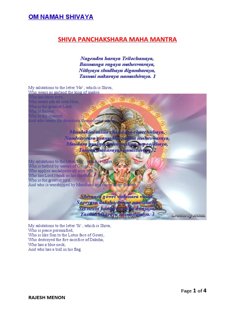 Shiva Panchakshara Maha Mantra | PDF | Religious Behaviour And ...