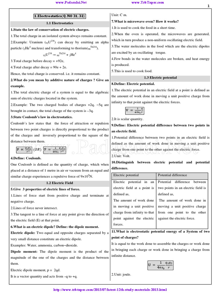 Padasalai Net 12th Physics Study Material | PDF | Electromagnetic ...