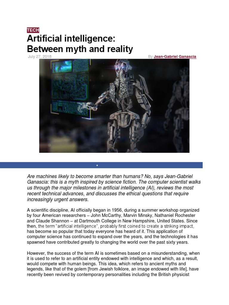 Artificial Intelligence Between Myth and Reality | PDF | Artificial ...