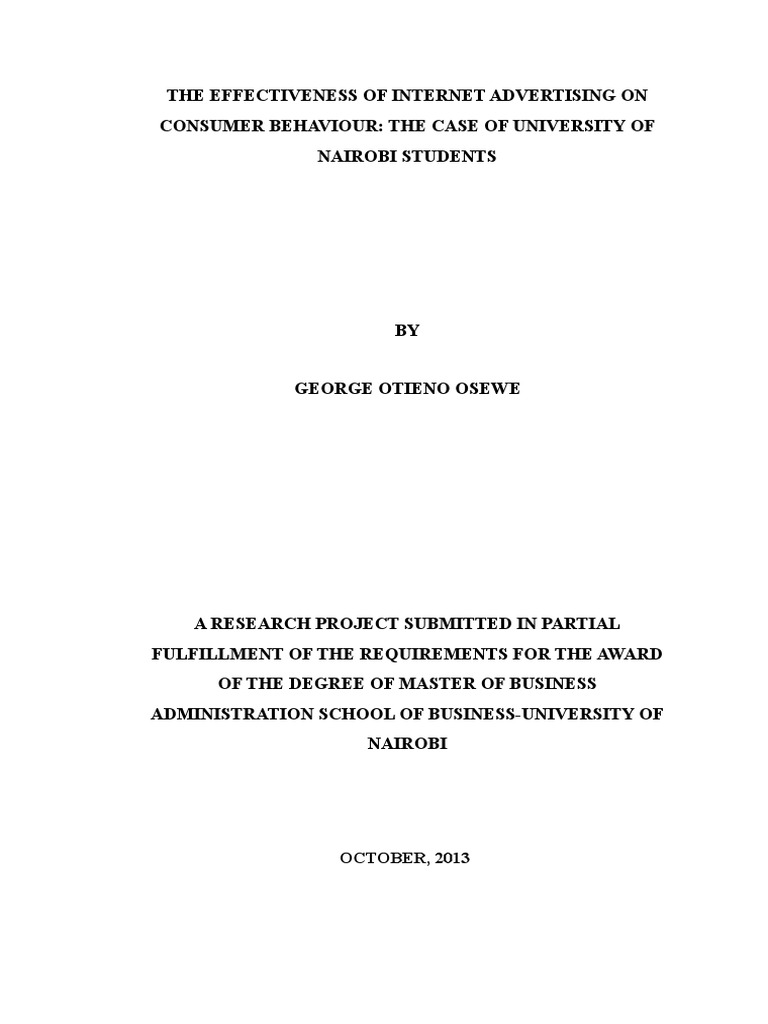 Mba Research Project Report | PDF | Online Advertising | Advertising