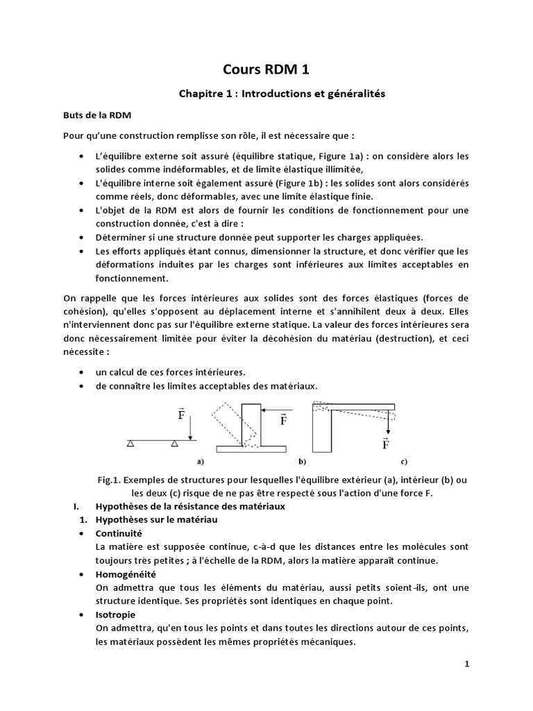 Cours RDM SAOUDI Abdenour PDF | PDF | Flexion (matériau) | Moment d'une force