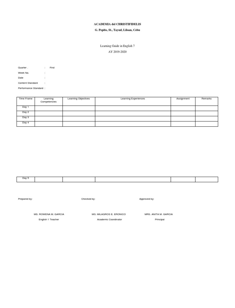 Learning Plan Template | PDF