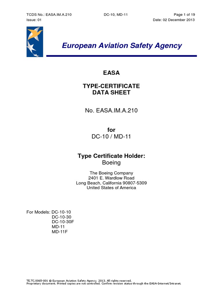 EASA TCDS A.210 - (IM) - Boeing - DC 10 - and - MD 11 - Series 01 ...