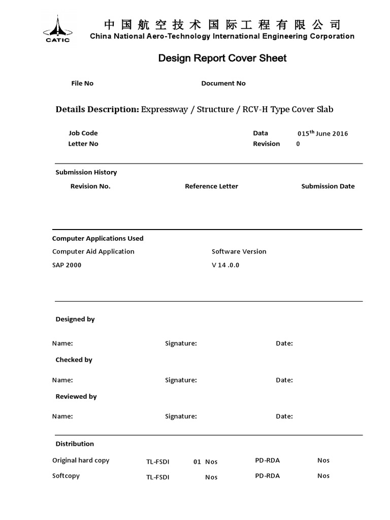Design Report Cover Sheet: Details Description: Expressway / Structure ...