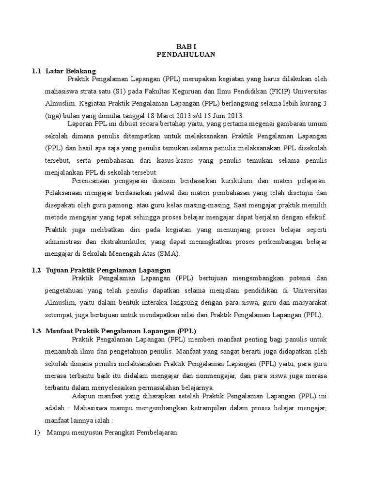 Contoh Laporan PPL | PDF | Karier & Perkembangan | Kajian Bahasa Asing
