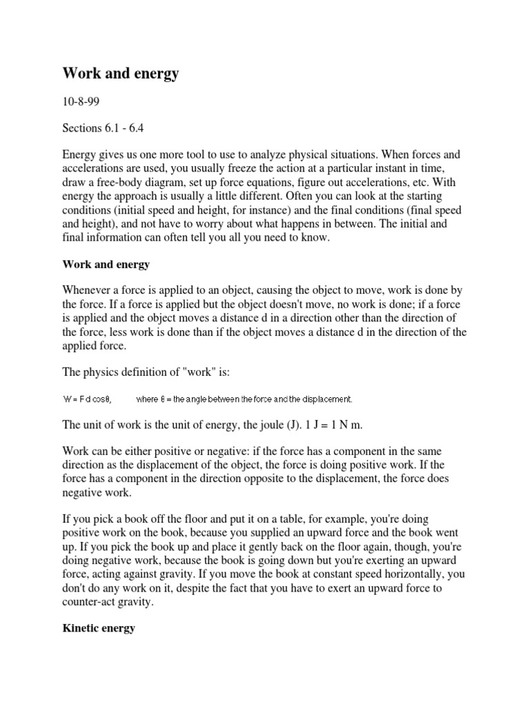 Work and Energy in Grade 8 Science | PDF | Potential Energy | Force