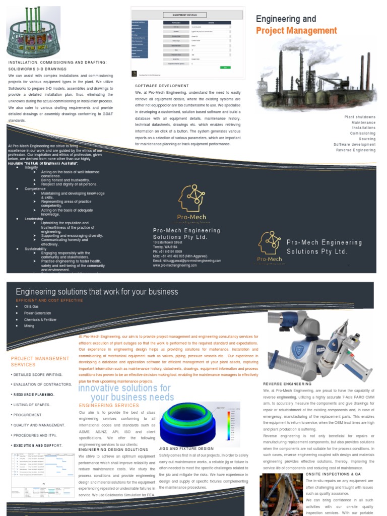 Pro-Mech Engineering - Brochure of Services | PDF | Quality Assurance ...