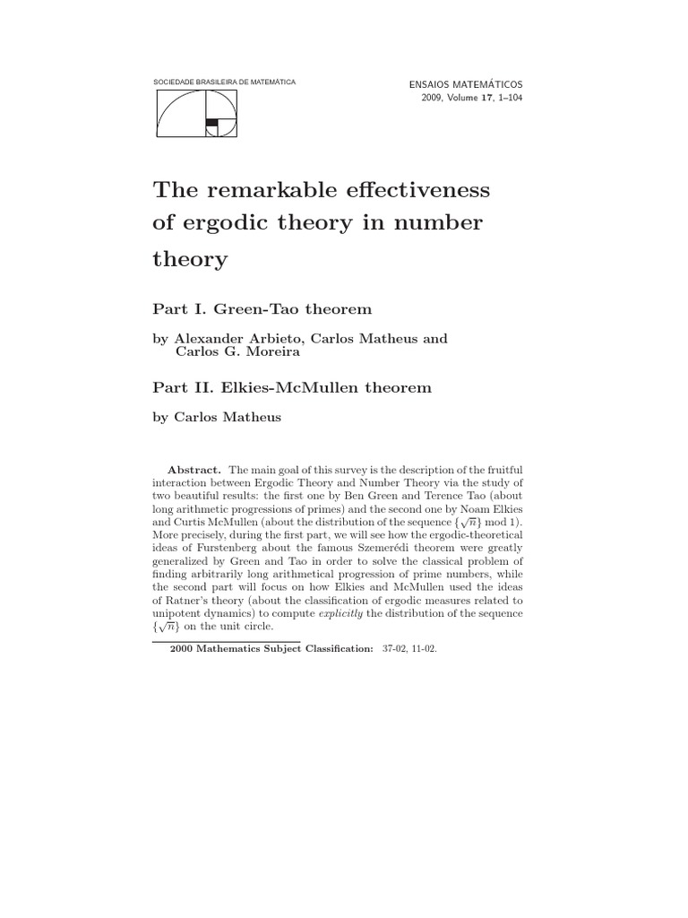 Ergodic Theory Number Theory | PDF | Prime Number | Measure (Mathematics)