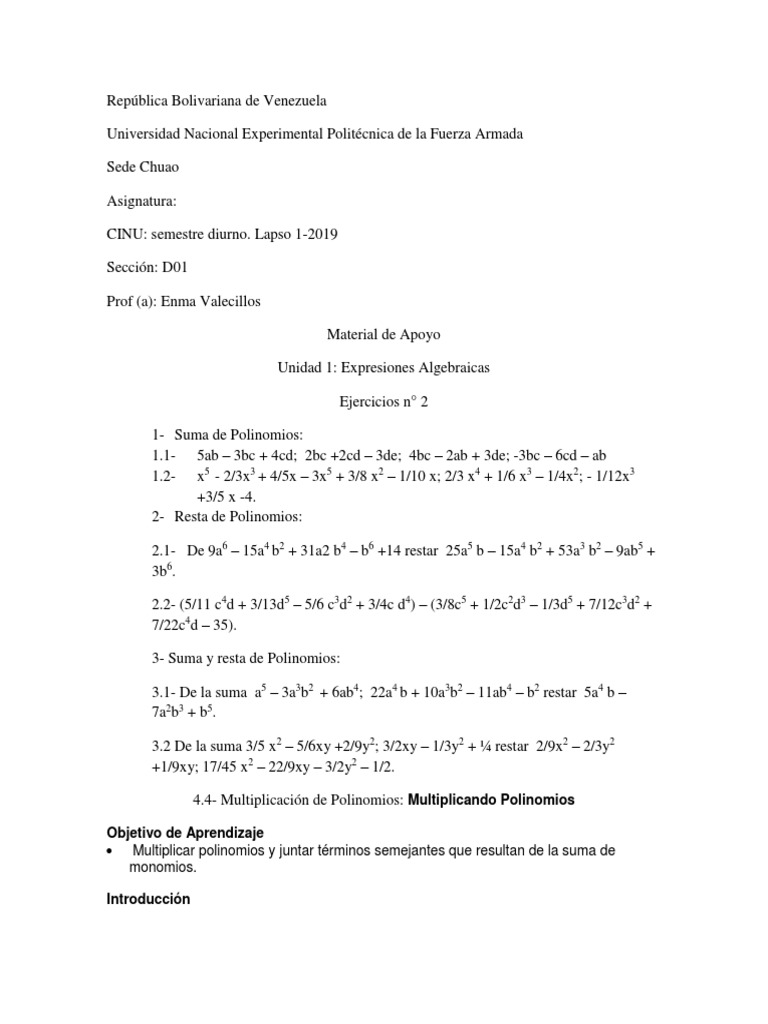 Ejercicios N° 2 | PDF | Multiplicación | Exponenciación