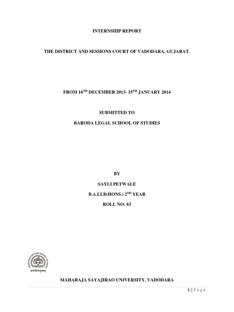 District Court Internship Report | PDF | Advocate | Lawyer