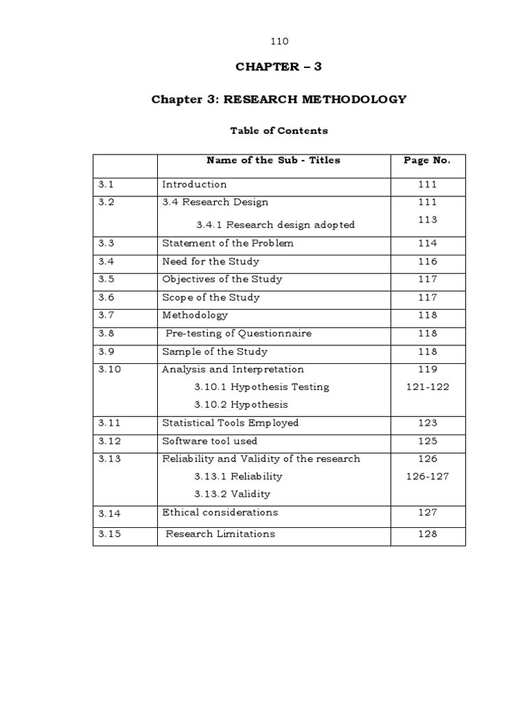 Chapter - 3 Chapter 3: Research Methodology: Name of The Sub - Titles ...