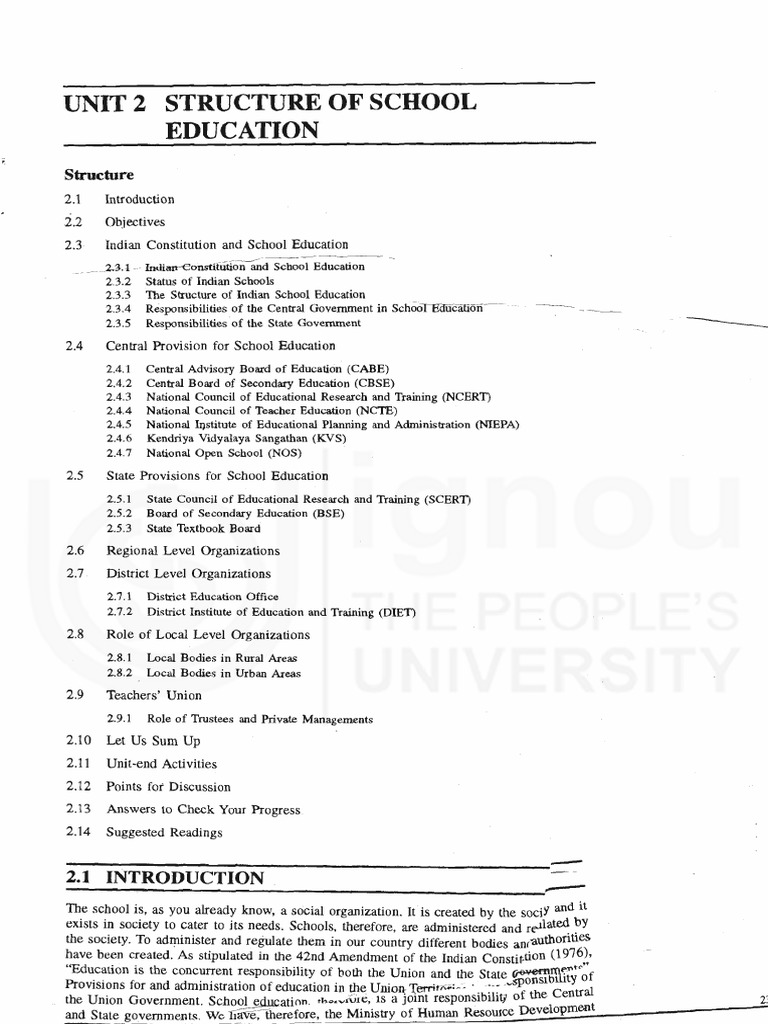 Unit 2 Structure of School Education | PDF | State School | Schools